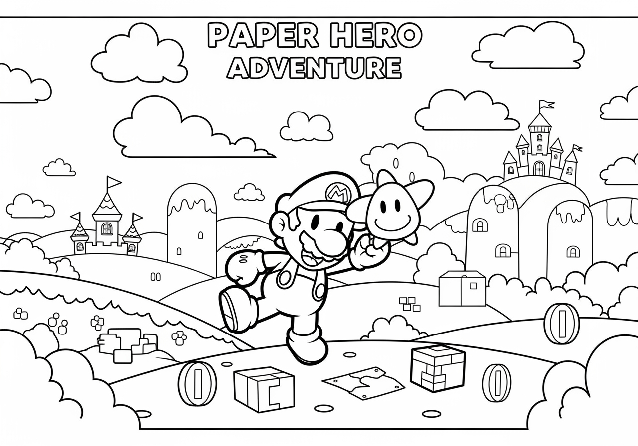 Mario and Cappy Coloring Page | Fun Printable for Kids