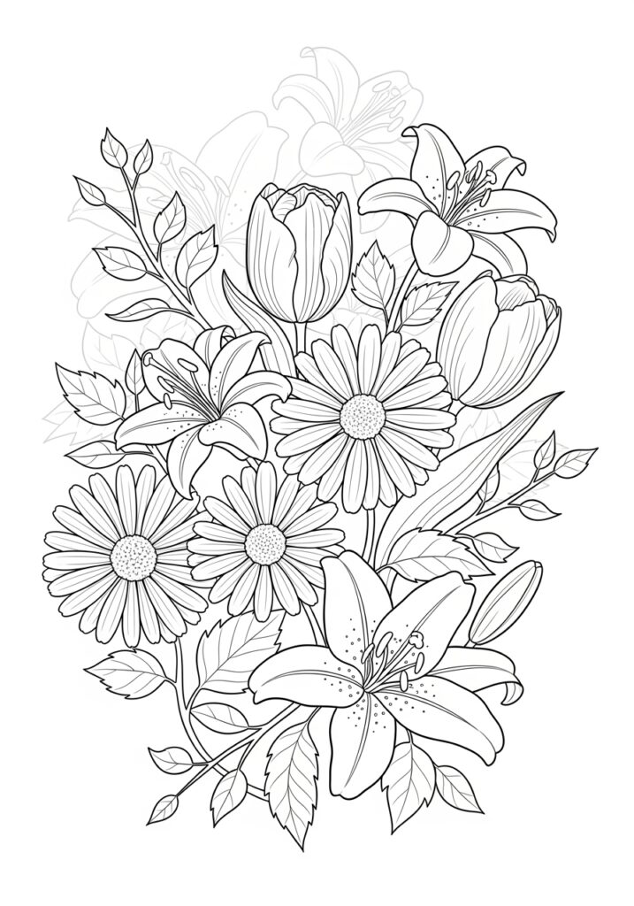 Halaman Mewarnai Bunga Daisy - Menyenangkan untuk Anak-Anak