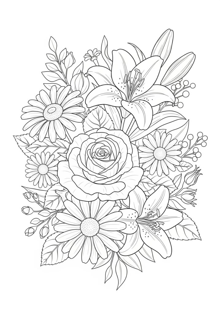 Halaman Mewarnai Bunga Daisy - Menyenangkan untuk Anak-Anak