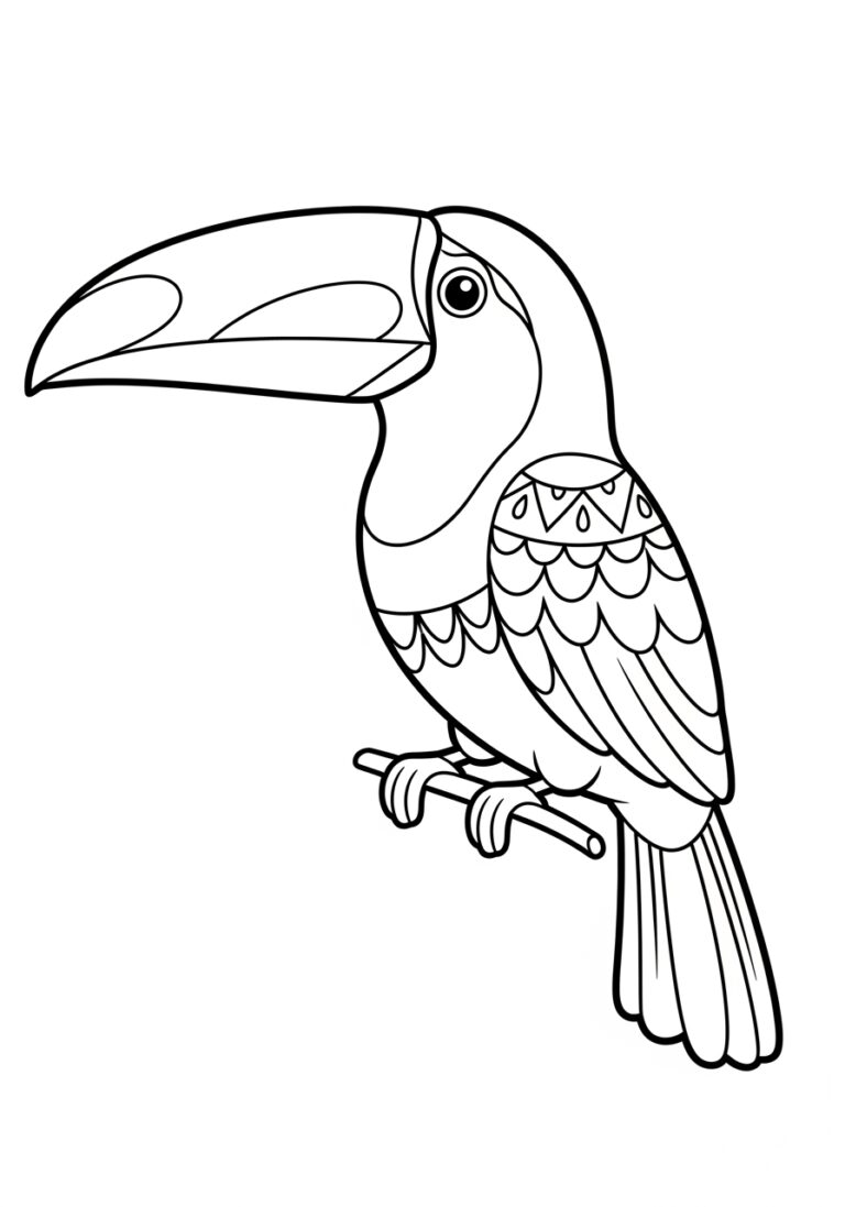 Dibujo para colorear de un tucán | Diversión y fácil de imprimir para niños
