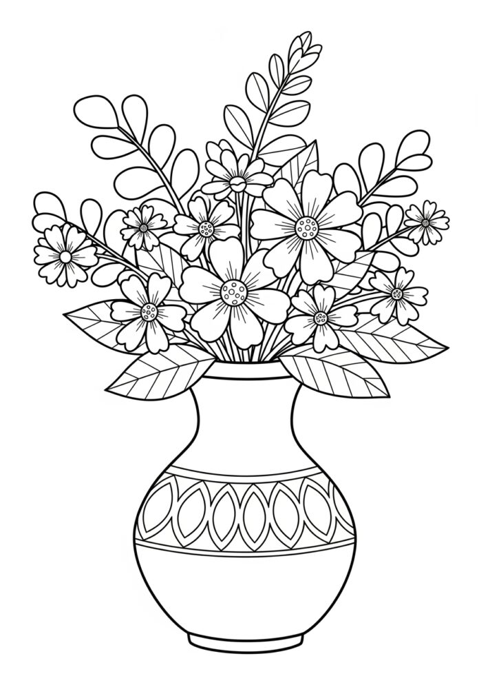 Abstract Flower Coloring Page | Easy Printable for Kids