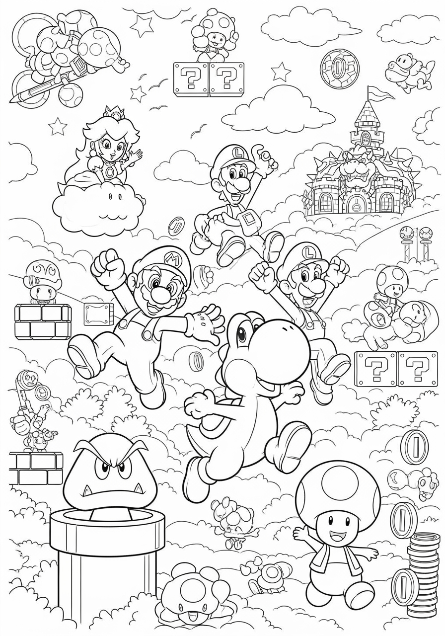 Mario World Coloring Page - Fun and Creative Adventure