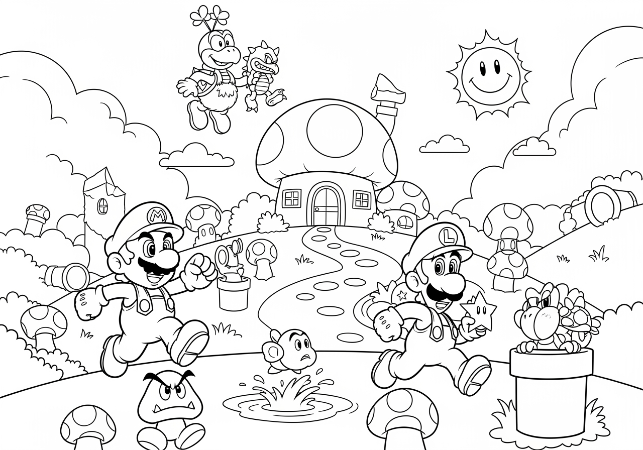 Kolorowanka 3D Mario dla dzieci | Zabawa do druku