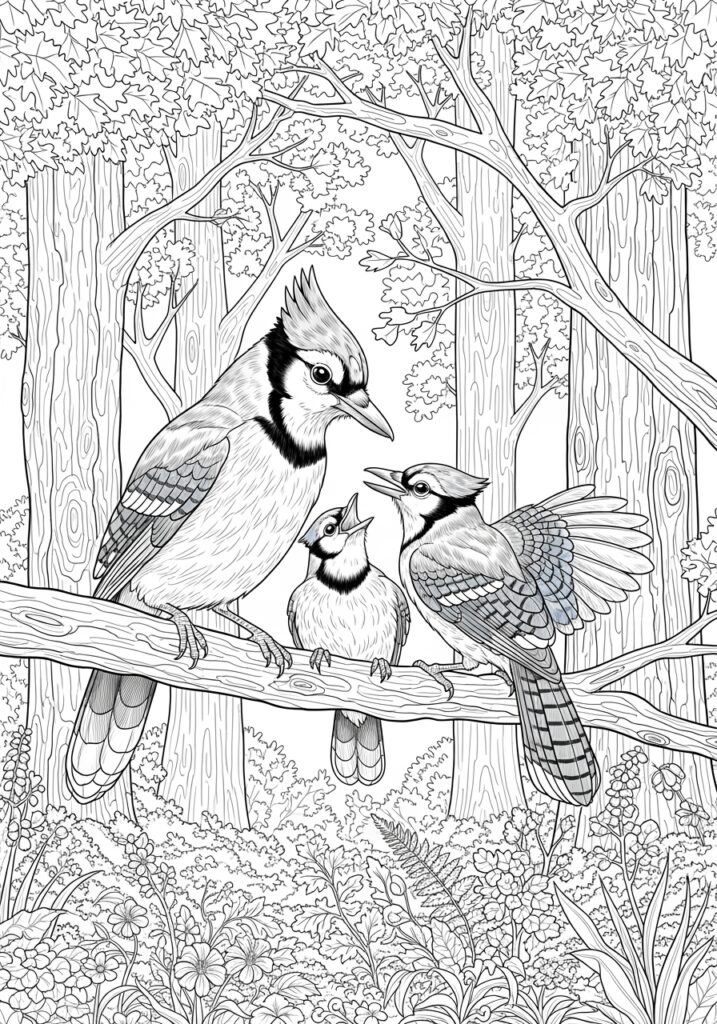 Blue Jay Bird Coloring Page - Printable Kids Activity